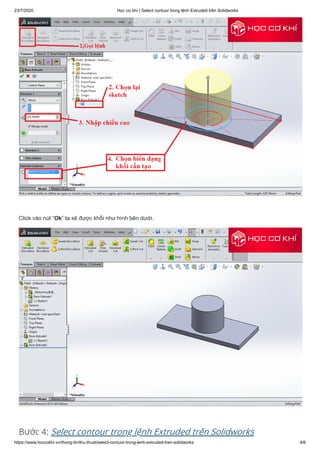 Select contuor trong lệnh Extruded trên Solidworks | PDF