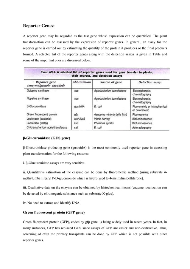 Selectable markers and Reporter Genes.pdf | Biotech and Biomedical ...