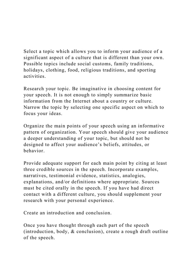 Select a topic which allows you to inform your audience of a s.docx