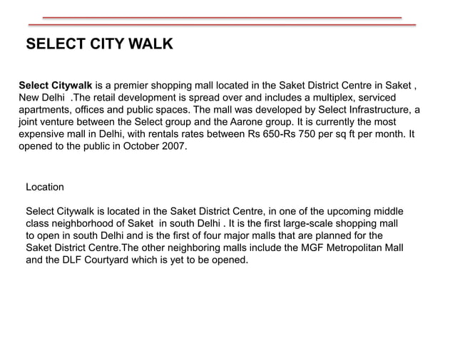 Select city walk mall case study | PPTX | Malls & Shopping Centers ...