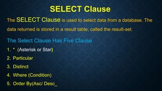 Select Clause | PPT