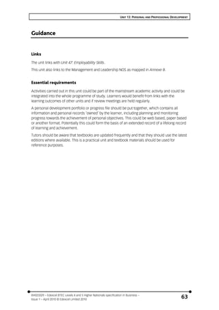 Personal & Professional Development. Unit Specification | PDF