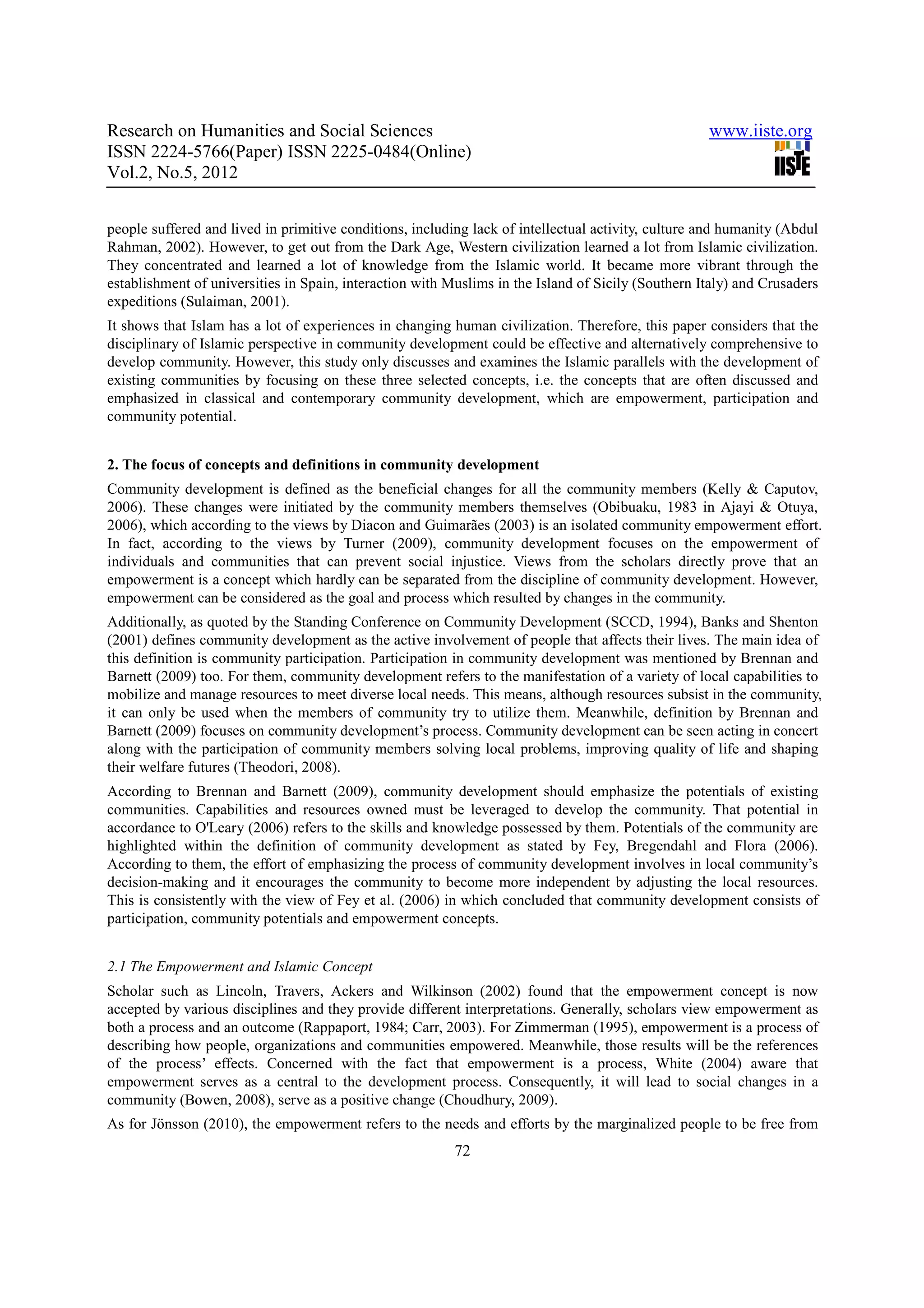 Selected concepts of community development and operational explanation from islamic context | PDF