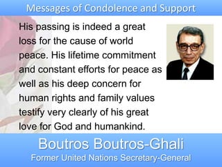Rev. Sun Myung Moon Condolence Messages | PPTX