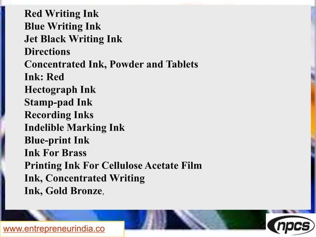 Composition and Formulas for Manufacturing of Inks, Paints, Lacquers ...