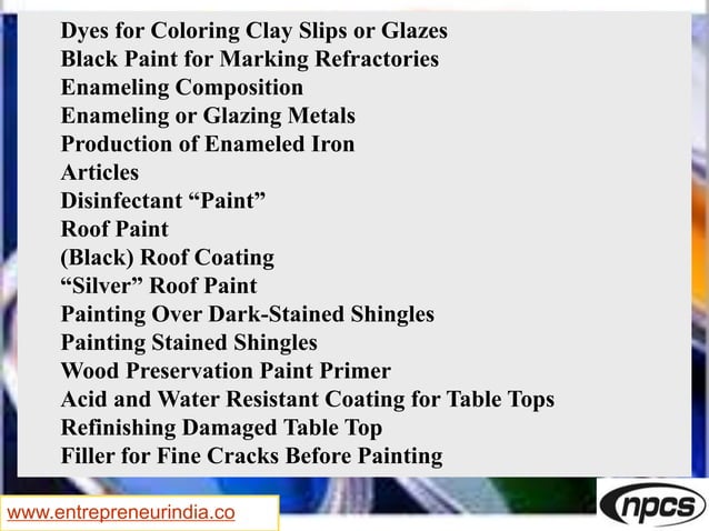 Composition and Formulas for Manufacturing of Inks, Paints, Lacquers ...