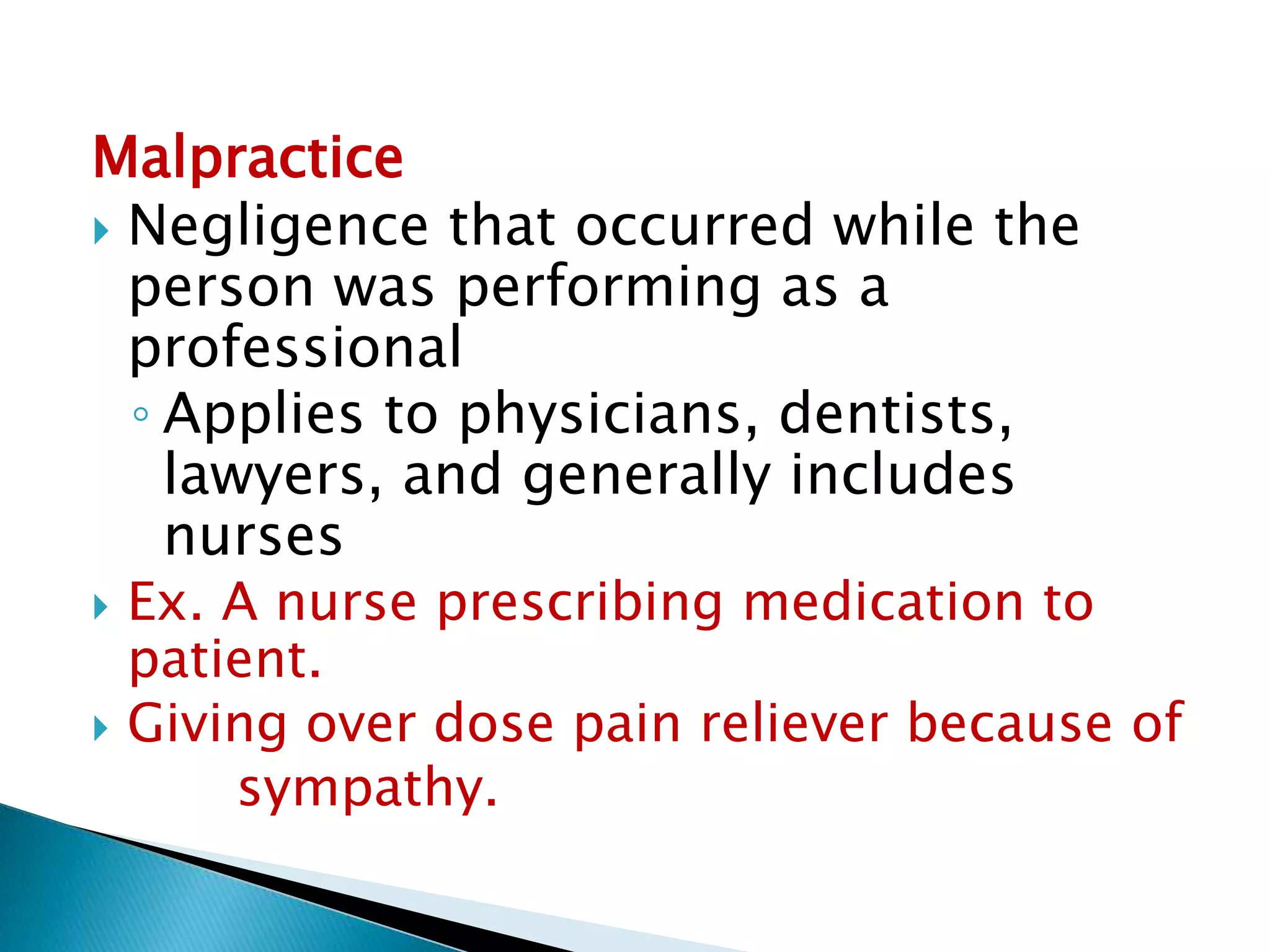 Selected nursing legal responsibilities | PPTX