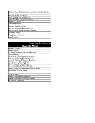 Selected papers for oral & poster presentation | XLS