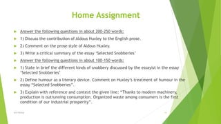 Selected_Snobberies_ essay by Huxley.pptx