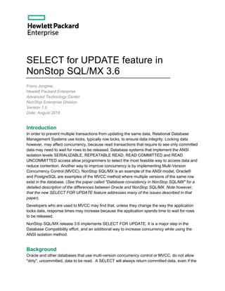 SQL/MX 3.6 Select for update feature | PDF