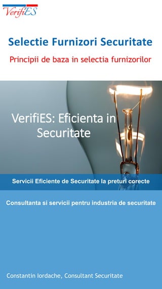 Selectie furnizori securitate - Security Supplier's Selection and Evaluation | PDF