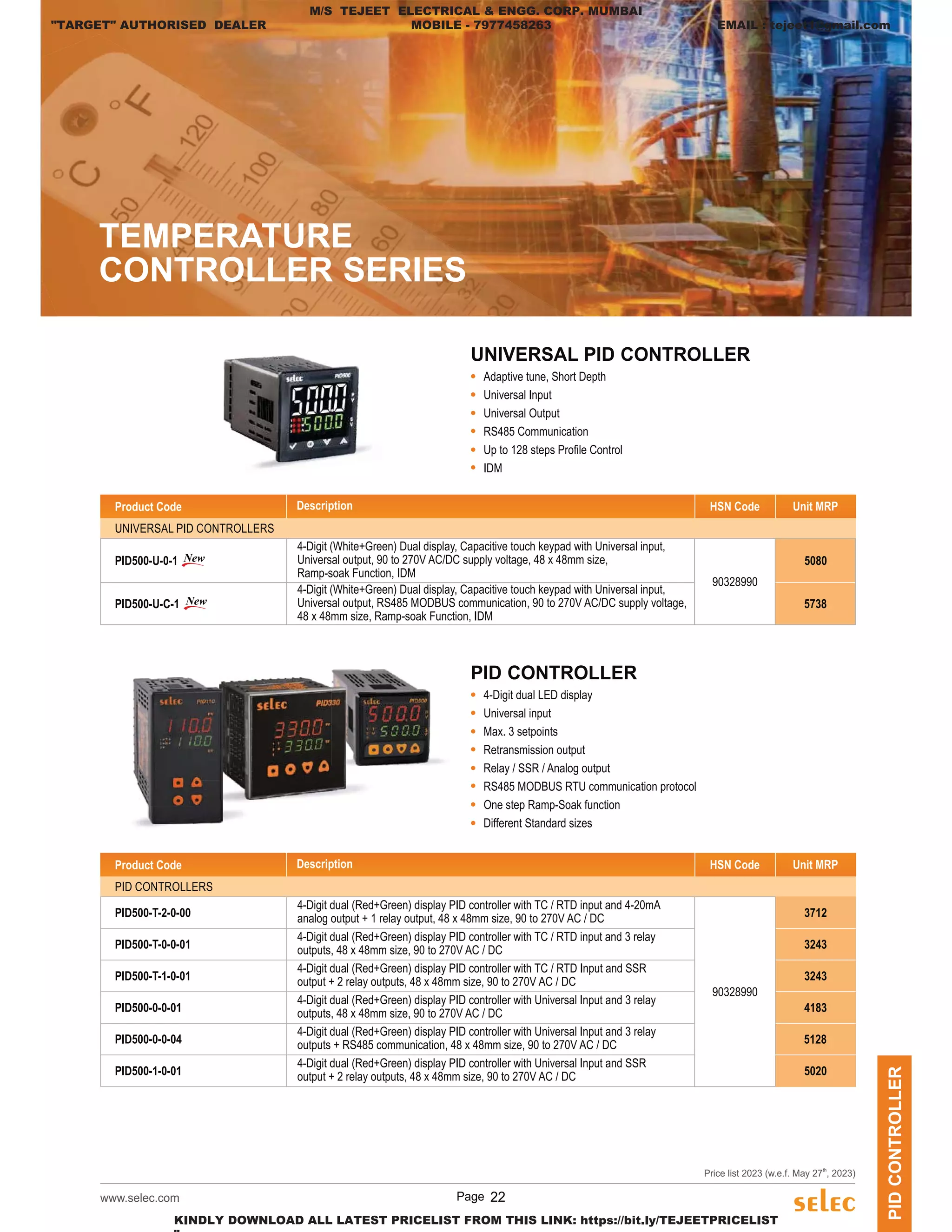 SELEC TIMER,CONTROLLER,METERS,CT,PLC,VFD PRICE LIST wef 27-05-2023.pdf
