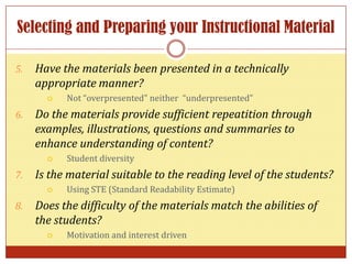 Selecting, preparing, using and developing instructional materials | PPTX