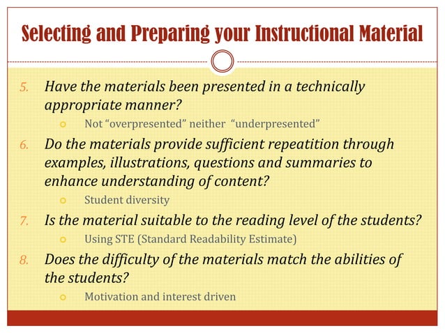 Selecting Preparing Using And Developing Instructional Materials