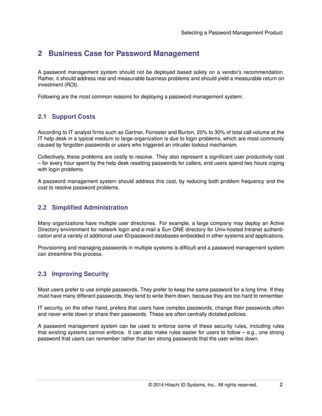 Selecting a Password Management Product | PDF