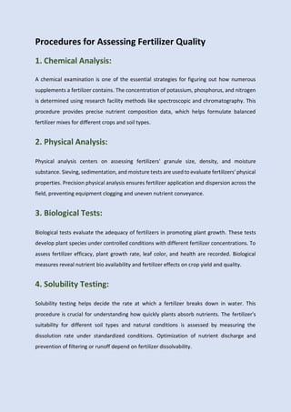 Selecting The Ideal Strategy For Fertilizer Quality | PDF