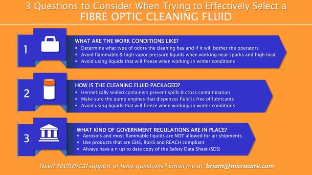 Selecting a fiber optic cleaning fluid infographic | PPT