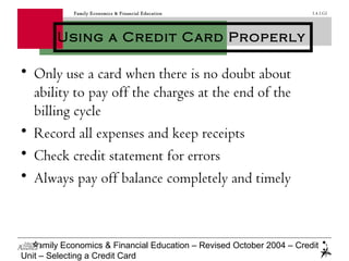 Selecting a credit card presentation | PPT
