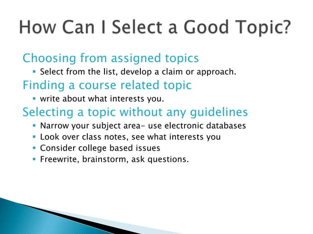 Selecting a good topic | PPTX