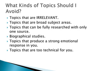 Selecting a good topic | PPT
