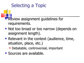 Selecting And Narrowing Research Topics | PPT