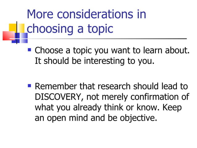 Selecting And Narrowing Research Topics | PPT
