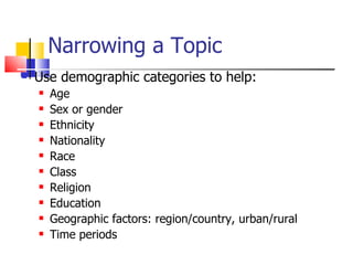 Selecting And Narrowing Research Topics | PPT