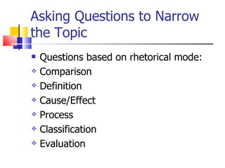 Selecting And Narrowing Research Topics | PPT