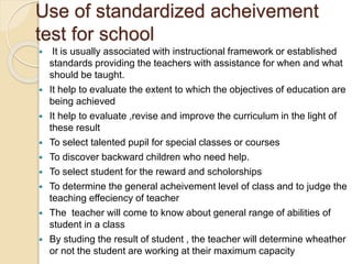 Selecting and using standardized achievement test | PPT