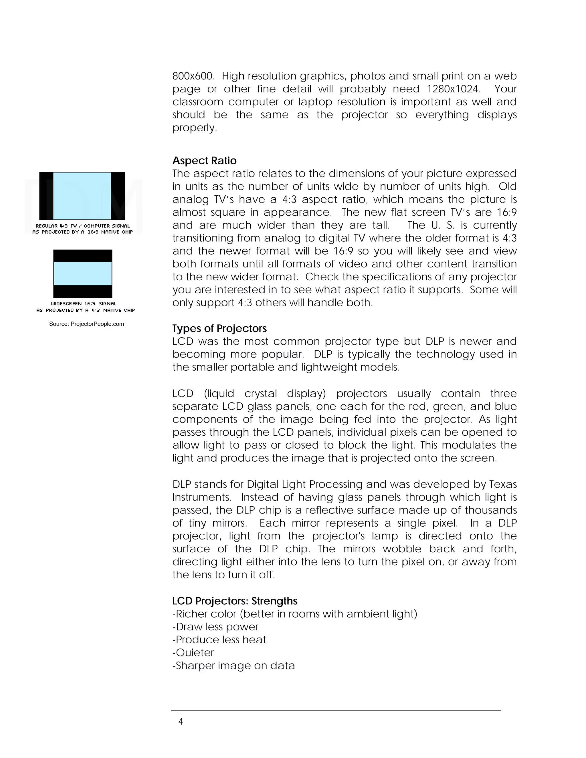 Selecting A Projector For Classroom Use | PDF