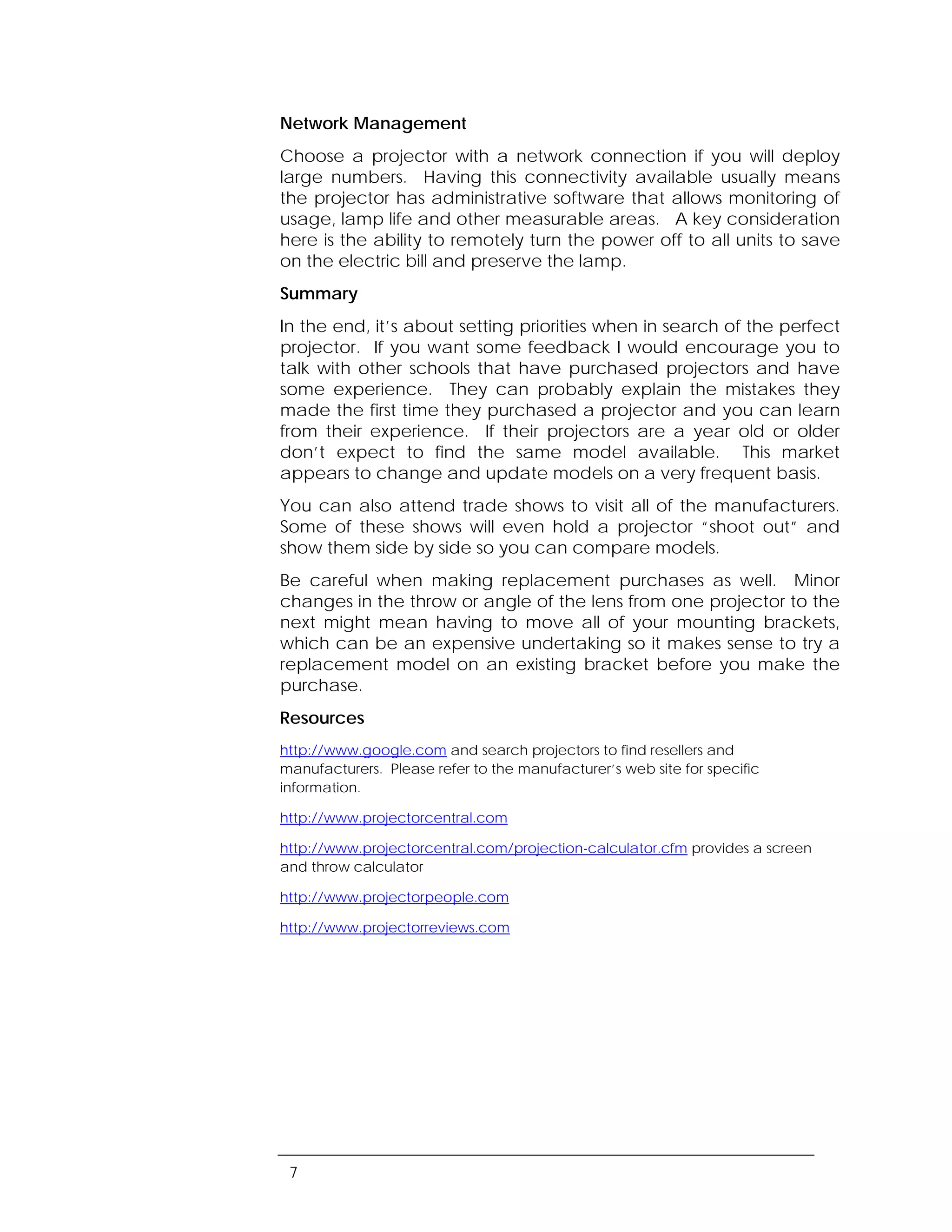 Selecting A Projector For Classroom Use | PDF