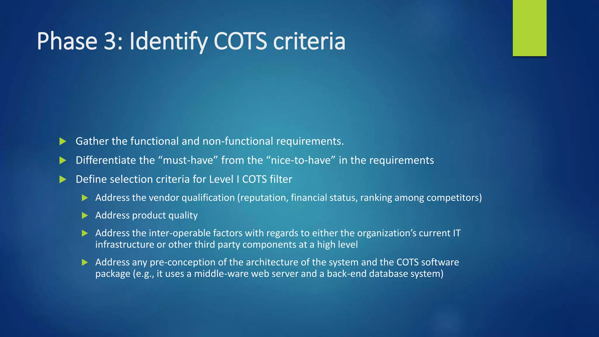 Selecting cots vendor in cbse process | PPT