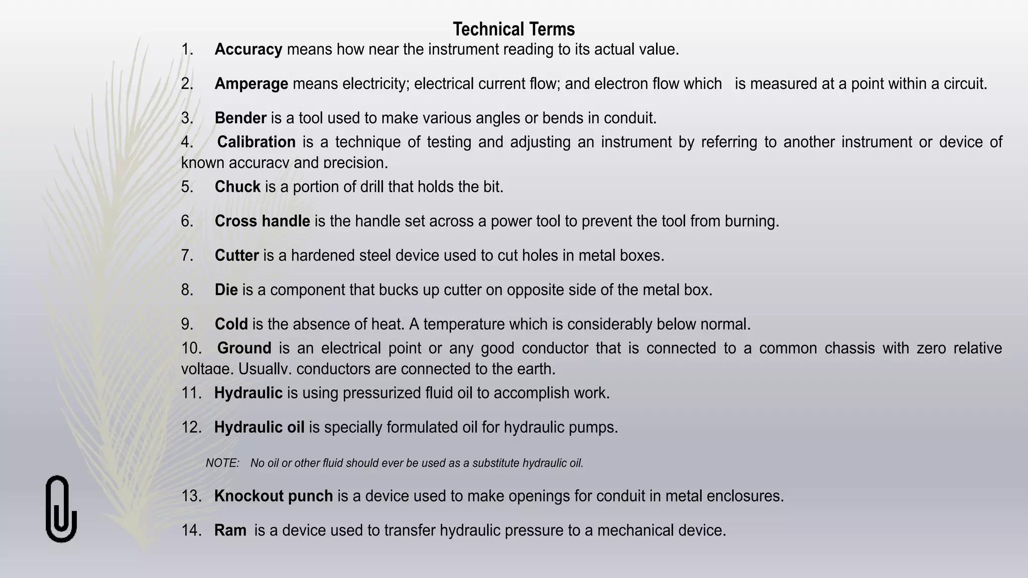 Selecting electric and hydraulic tools | PPSX