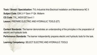 Selecting electric and hydraulic tools | PPSX