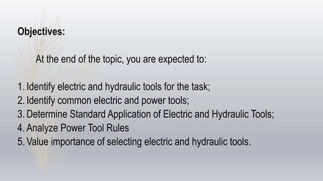 Selecting electric and hydraulic tools | PPSX