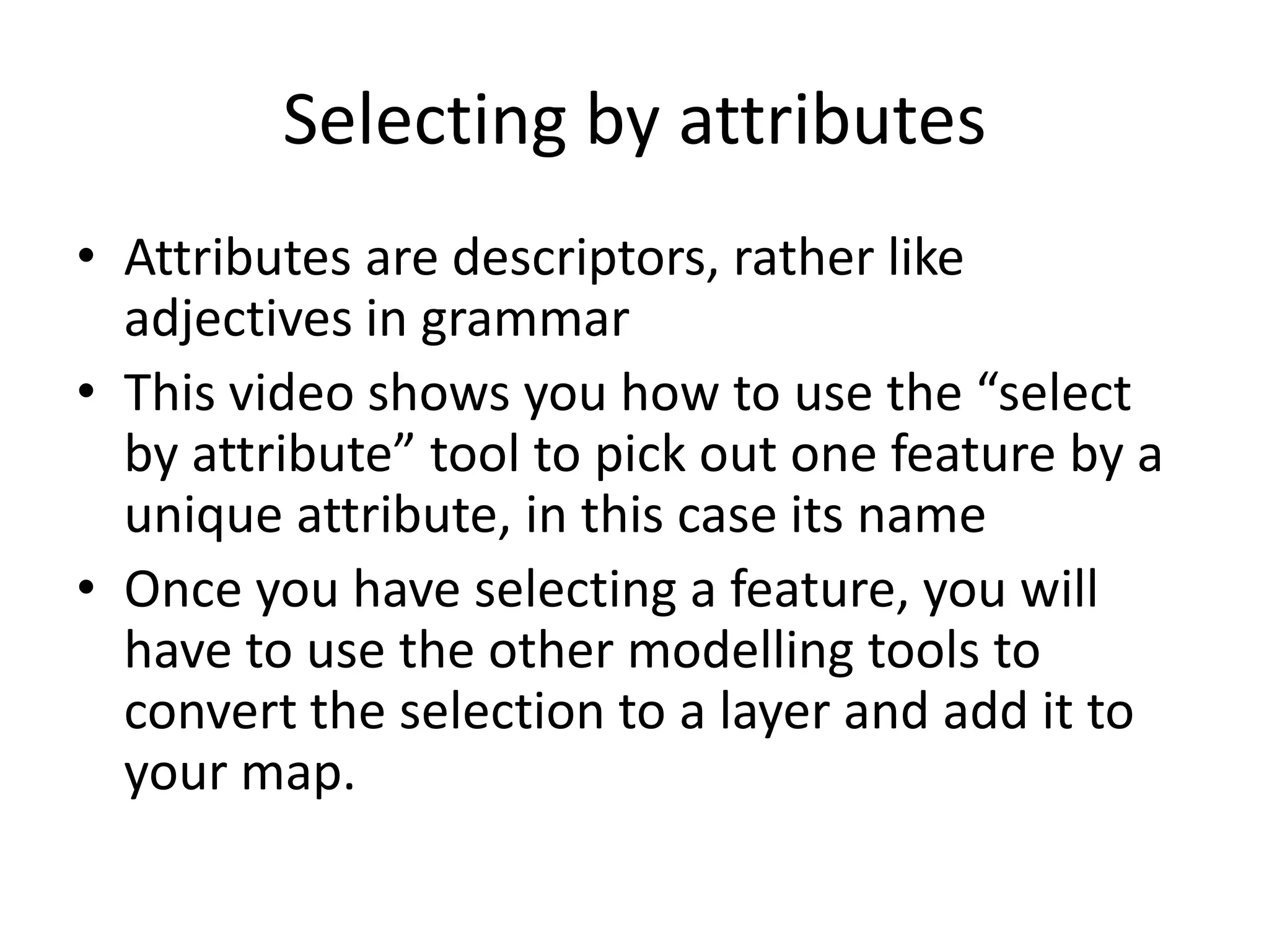 Selecting features by attributes | PPTX