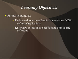 Selecting FOSS Softwares | PDF | Shareware and Freeware | Computer Software and Applications