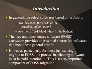 Selecting FOSS Softwares | PDF | Shareware and Freeware | Computer Software and Applications