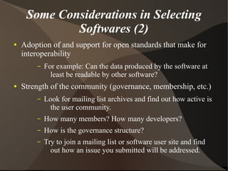Selecting FOSS Softwares | PDF | Shareware and Freeware | Computer Software and Applications
