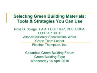 Selecting green building materials | PPT