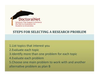 How to Select the Most Promising Research Problem for Your Thesis ...