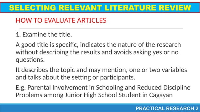 SELECTING RELEVANT LITERATURE REVIEW.pptx | Publishing Industry ...