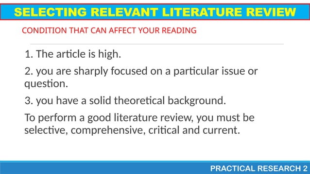 SELECTING RELEVANT LITERATURE REVIEW.pptx | Publishing Industry ...
