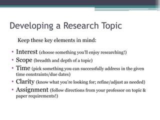 Selecting a Research Topic | PPTX