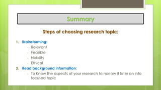 Selecting research topic dr majdi | PDF