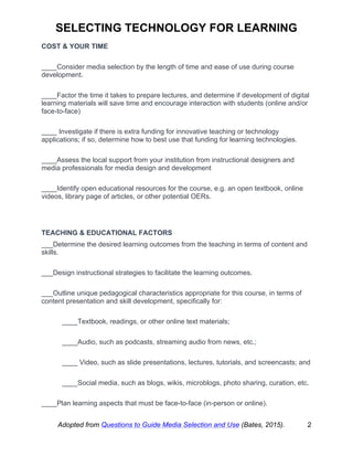 Selecting Technology for Learning | PDF