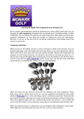 Selecting the right golf components from monark golf
