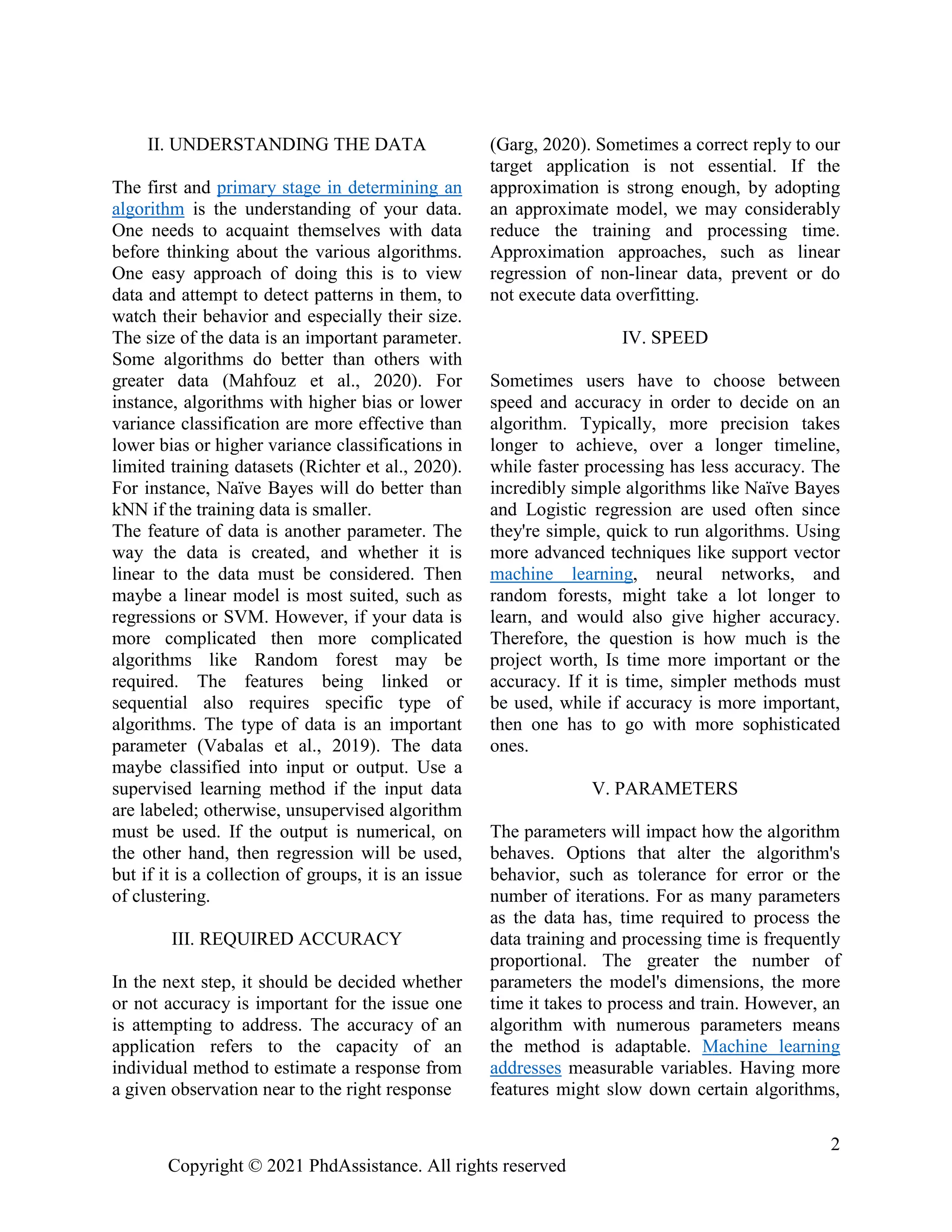 Selecting the Right Type of Algorithm for Various Applications ...