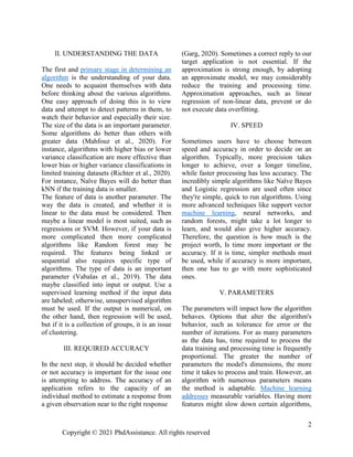 Selecting the Right Type of Algorithm for Various Applications ...