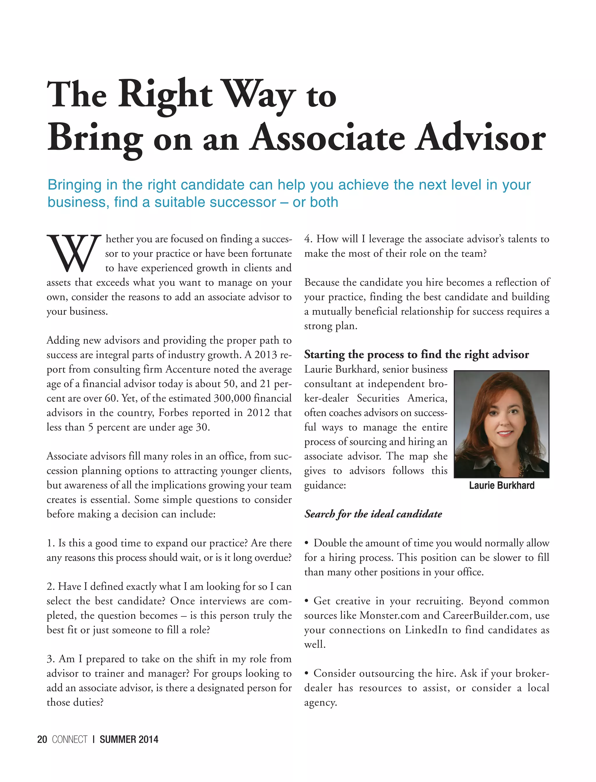 The Right Way to Bring on an Associate Advisor | PDF | Resume Writing ...
